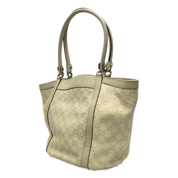 Gucci | Bags | Gucci Canvas Tote Bag Leather White Gg | Poshmark